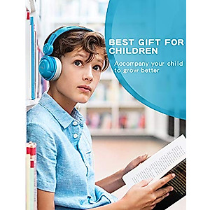Kids Headphones, Wired On-Ear Child Headset with Mic, HD Sound Sharing Function and 85dB Volume Limited Hearing Protection for Phone Tablet PC (Blue)