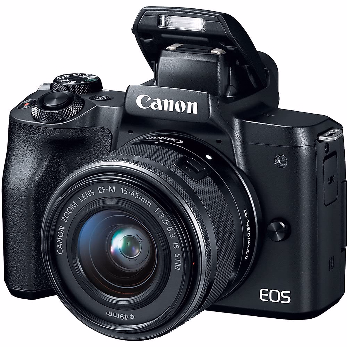 Canon EOS M50 Mirrorless Digital Camera with 15-45mm and 55-200mm Lenses (Black) (2680C021) + Canon EF-M Lens Adapter + 4K Monitor + Canon EF 24-70mm Lens + Pro Mic + 2 x 64GB Card + More (Renewed)