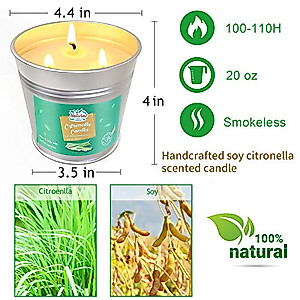 2 Packs Large Citronella Candles Outdoor Indoor, 110 Hours Burn 20 oz 3-Wick Scented Candles, Soy Wax Fly Candle for Home Garden Patio Yard Camping Balcony Travel