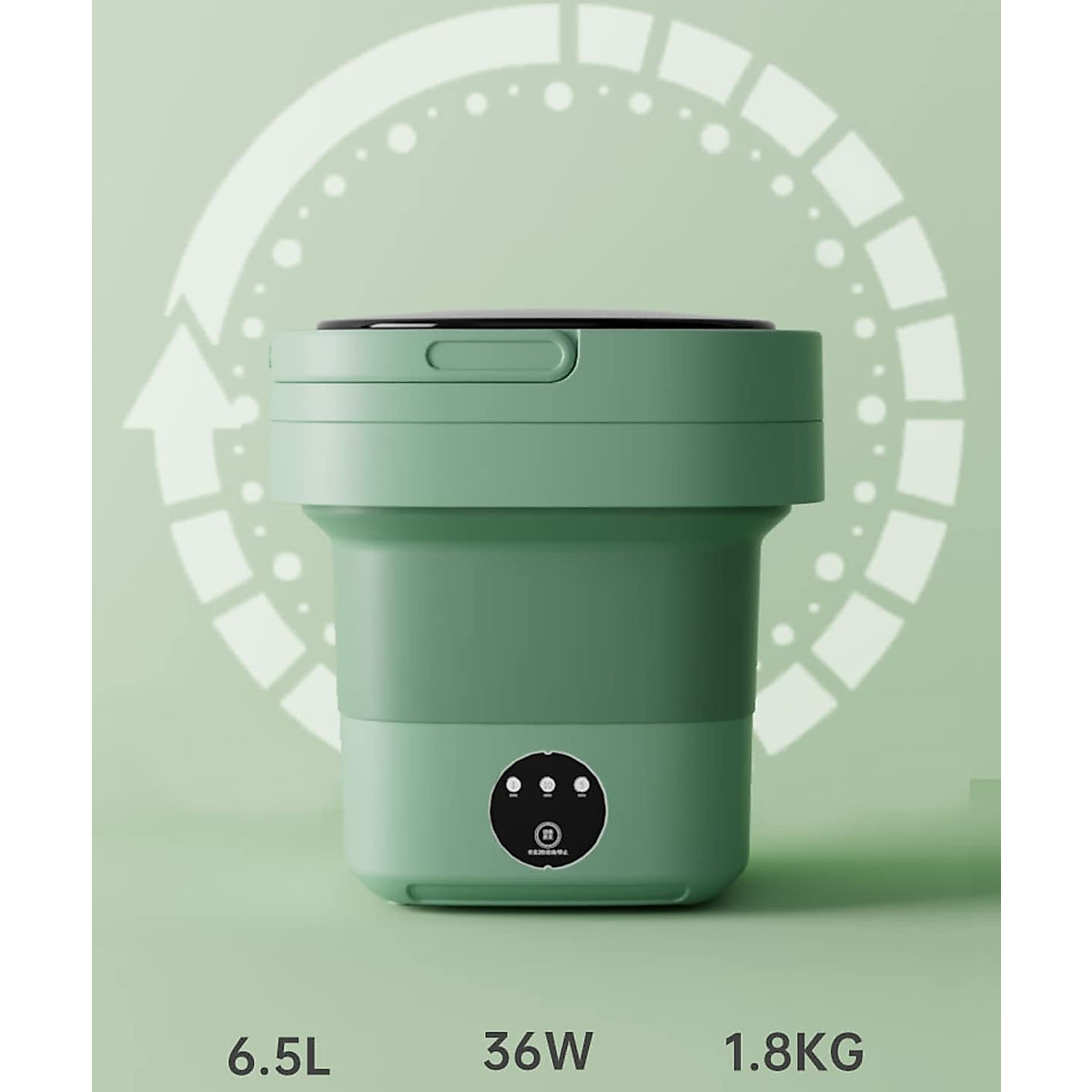 6.5L Folding Washing Machine，Mini 3 Modes Deep Cleaning Portable Clothes Washer and Dryer with Touch Screen and Drain Basket for Camping,Socks,Baby Clothes