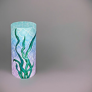 ittsmnt Cylinder Plinth Covers Underwater Mermaid Themed Pedestal Covers Glitter Seaweed Scales Baby Shower Girls 1st Birthday Party Cake Table Decor Banner