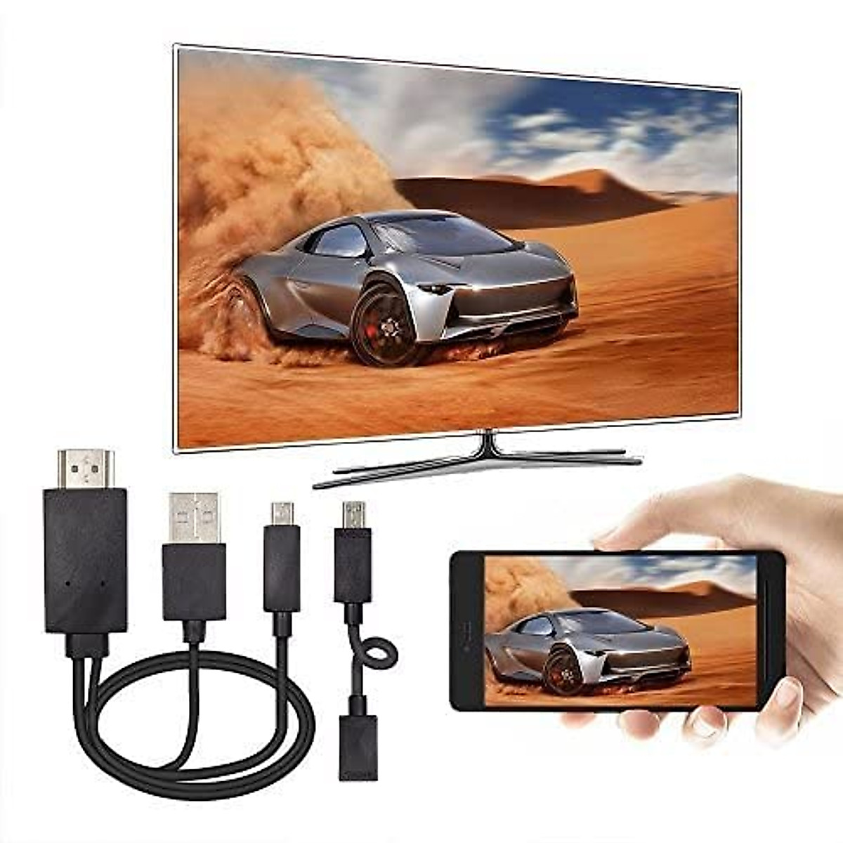 Master Cables Universal Micro USB MHL to HDMI Media HDTV Adapter 6.5ft Cable 11 Pin for Samsung Galaxy S4 S5 Note 2 3 4 8 Note Edge HTC M8 HTC One LG Sony Android Cell Phone Branded