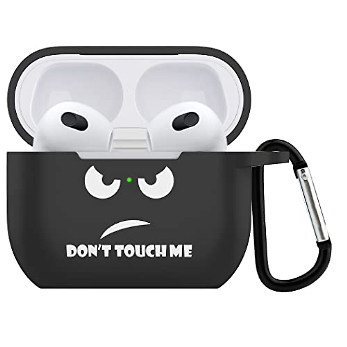 Airpods 3 Case Cover 2021,CACOE Silicone Case Cover for AirPods 3rd Generation,Black Protective Skin AirPod 3 Gen Cases Shockproof Air Pod Cute Funny Print Accessories with Keychain