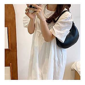 HANDAFA PU Leather Moon Hobo Bag Saddle Handbag Crescent Shoulder Bag For Women(Black)