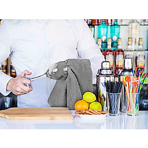 Utopia Towels Bundle of 24 Kitchen Dish Towels & Bar Mops - 12 Pack Tea Towels - 12 Pack Bar Towels - 100% Ring Spun Cotton - Soft, Absorbent & Multipurpose (Grey)