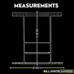 Pool Cue Rack - Pool Stick Holder Wall Mount With 16 Ball Holders & 6 Pack Of Chalk - Rubber Circle Pads & Large Clips Prevent Damage - Compact Billiard Table Accessories For Man Cave (Black)
