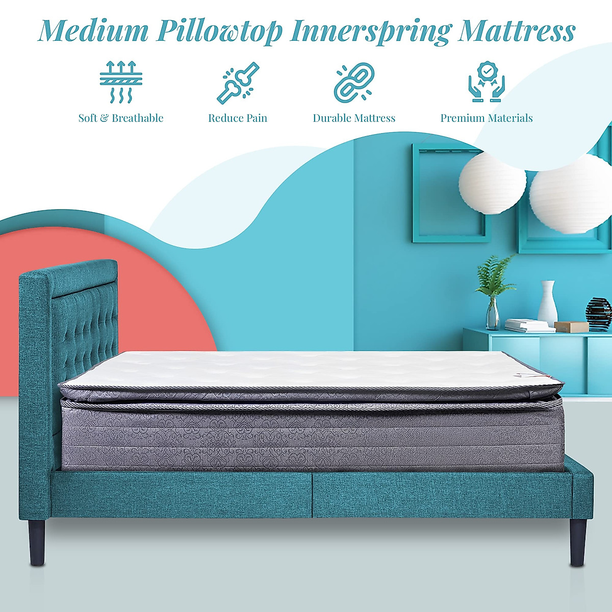 Greaton 10 Inch Foam Encased Mattress with 2-inch Pillow Top, Relaxing Mattresses for Proper Sleep, Pressure Relief, Supportive and Medium Firm Fully Assembled Bed, Full XL