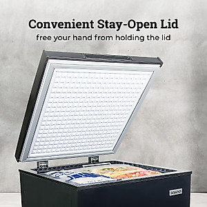 Igloo 3.5 Cu. Ft. Chest Freezer with Removable Basket and Front Defrost Water Drain, Small Deep Freezer Perfect for Homes, Garages, and RVs, Black