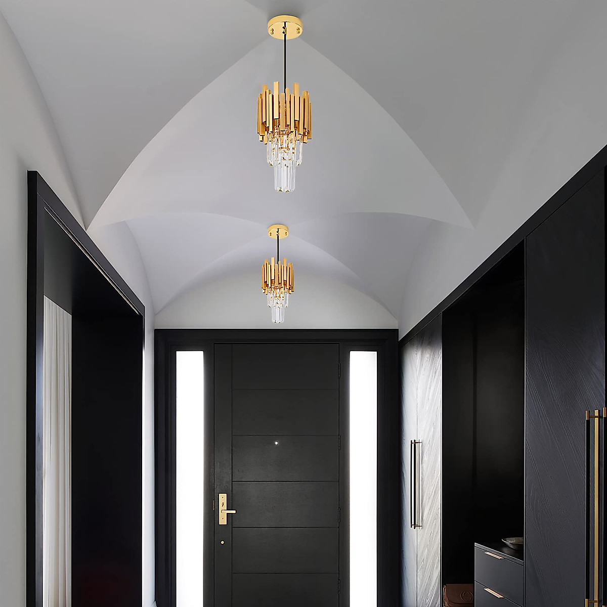 Faibra Gold Crystal Pendant Light 1-Light Mini Modern Luxury Crystal Pendant Light for Dining Room, Bedroom, Kitchen, Living Room