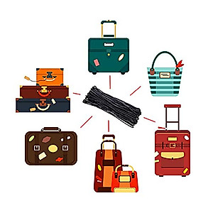 Mini Skater 6.7 inch/17cm Premium Plastic luggage Tag Loop Travel Bag Identification Tag PVC Name ID Card Worm Loop Strap for Luggage Bag ID Tag (Black,50Pcs)