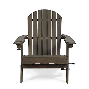 Christopher Knight Home Cheryl Outdoor Acacia Wood Folding Adirondack Chair, Gray