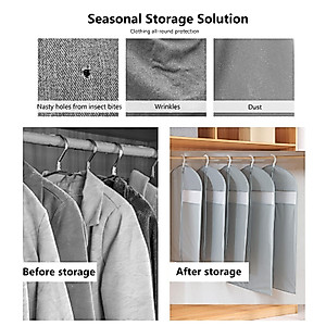 GUOER Garment Bags Set of 2, 50'' Garment Bags for Hanging Clothes, Zipper Suit Bags for Travel with Clear Window, PEVA Dress Bags for Gowns Dust Cover (23.6'' X 51'')