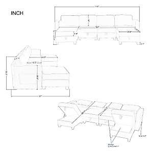 Lepfun 116'' Modular Sectional, U-Shaped Velvet, Minimalist Convertible Modern 6-Seat Couch with Chaise Ottomans Living Room Sofa Sets for Office Apartment (Green)