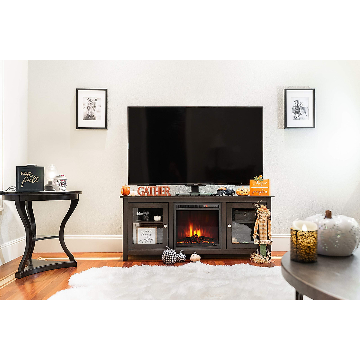 e-Flame USA Montana 19"x18" LED Electric Fireplace Stove Insert with Remote - 3D Logs and Fire (Black)