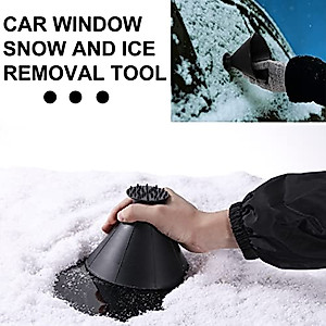 3 Pcs Magical Ice Scrapers for Car Windshield, Round Snow Scraper with Funnel, Cone-Shaped Car Snow Remover, Car Window Scraper for Ice & Snow, Car Winter Accessories, Gift for Chrismas (Black)