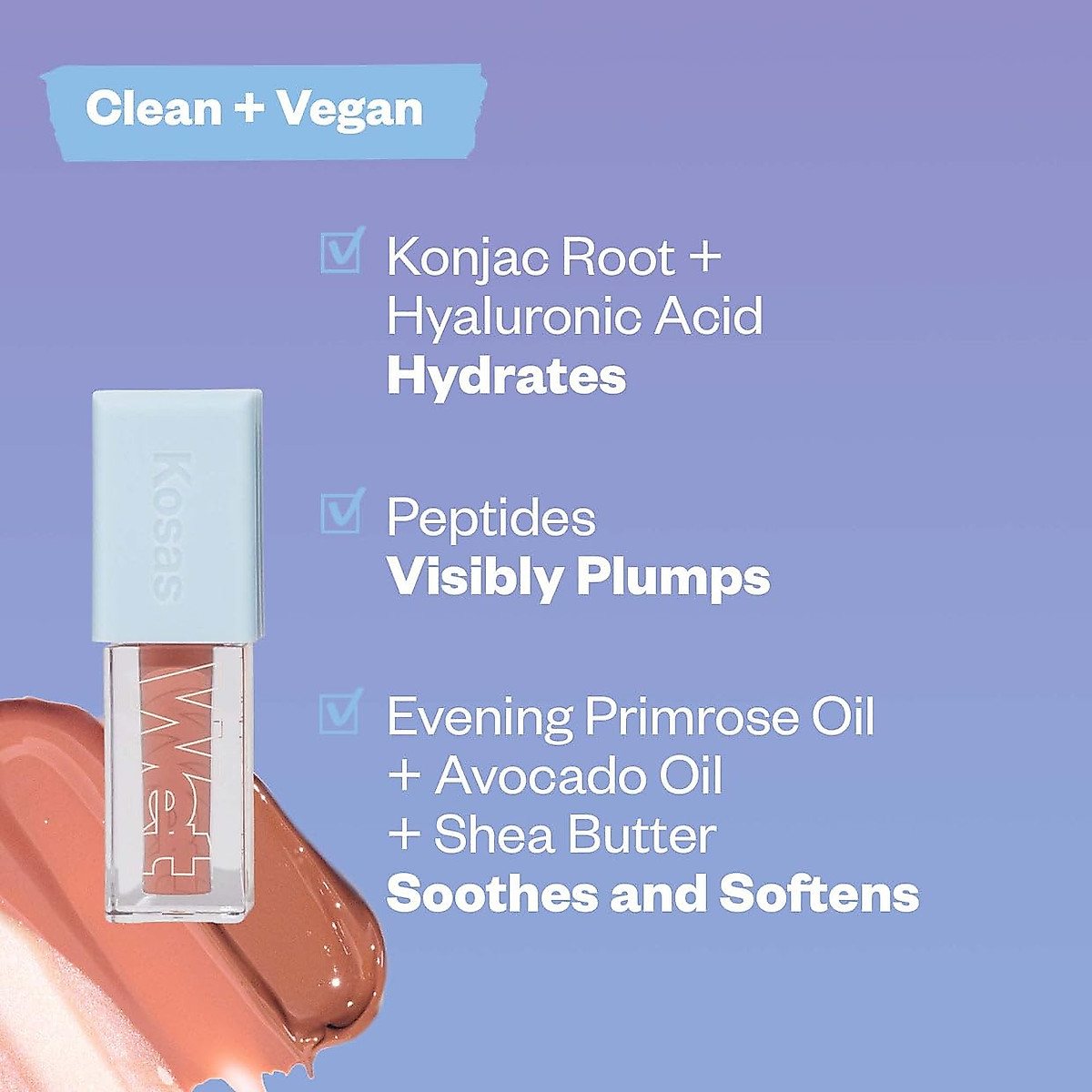 Kosas Wet Lip Oil Gloss - Hydrating Lip Plumping Treatment with Hyaluronic Acid & Peptides, Non-Sticky Finish (Unhooked)