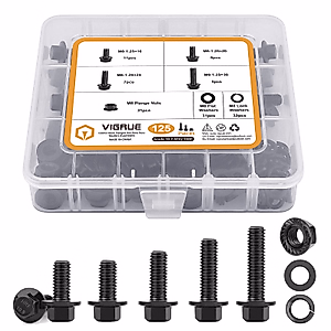 M6 Screws and M8-1.25 Hex Flange Bolts Kit Black