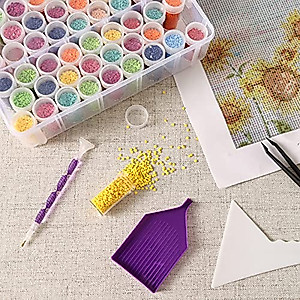 QUEFE 3-Tier Diamond Painting Storage Container, 100 Slots Clear Stackable Bead Organzier with Diamond Painting Accessories and Tools for DIY Diamond Art Craft Jewelry Bead Storage