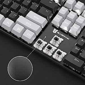 Mechanical Keyboard Gaming Keyboard | Black Switch, Black Grey Color & White Backlit Keyboard | 104 Keys US Layout | Wired Gaming Keyboard | Hot Swappable Mechanical Keyboard, PC Gaming Keyboard