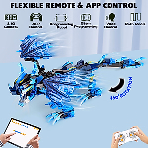 OASO Dragon Building Kit with Remote Control STEM Gifts for Boys Kids Ages 8-12, Coding Buildable Technic Toys for Birthday with 549 Pieces