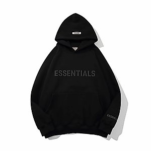 Gawdeoti Women Men Hip Hop Couples Letter Print Loose Oversized Long Sleeve Solid Color Unisex Sweatshirt, Black