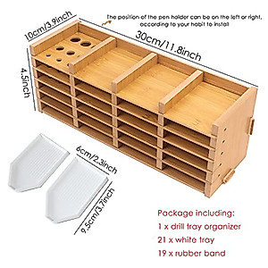 24 Grids Diamond Painting Tray Holder, Multi-Boat Trays Organizer Drill Pens Holder, Diamond Art Accessories Tools with 21 Trays