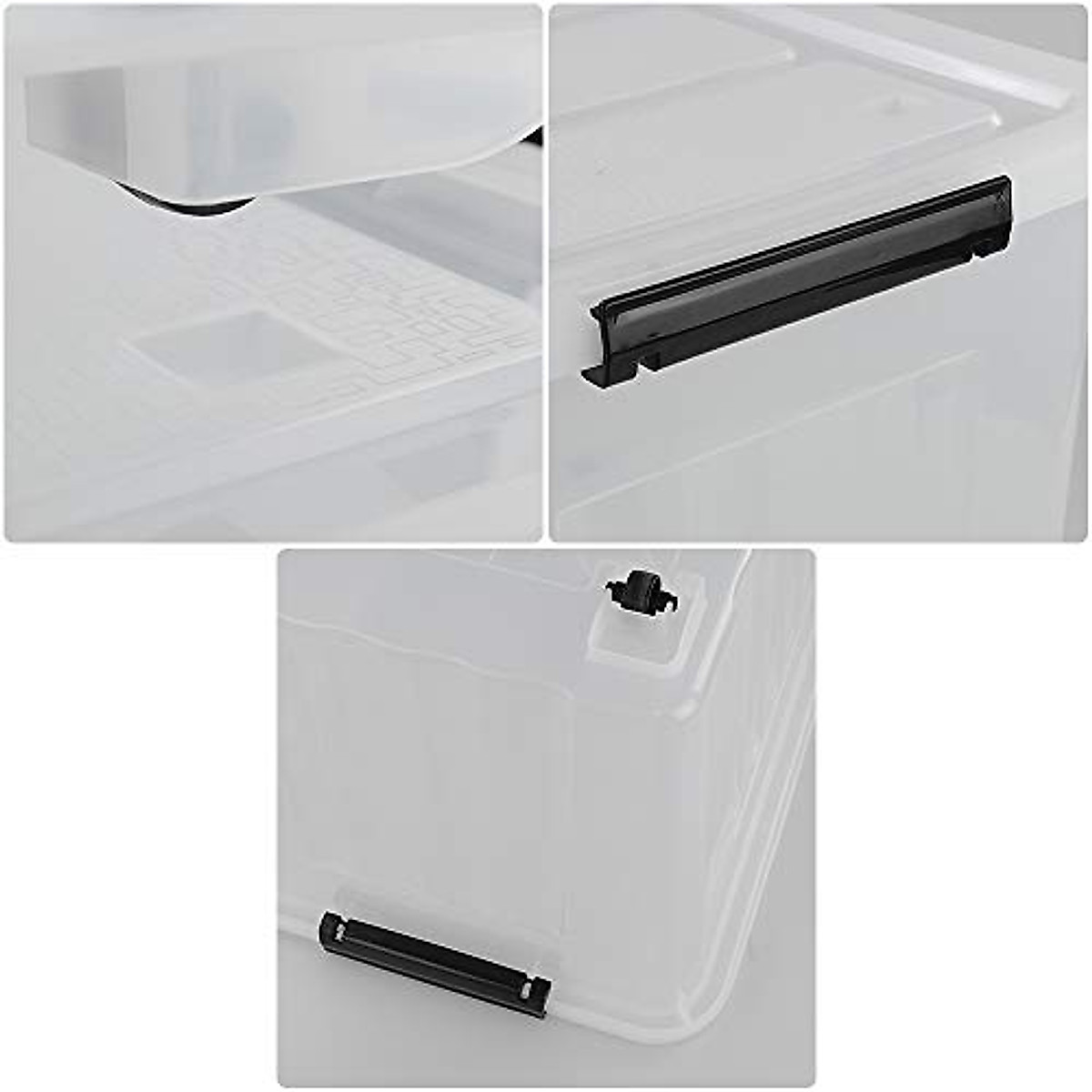 Dehouse 70 L Large Clear Storage Boxes, Plastic Storage Box with Lids and Wheels, Set of 4