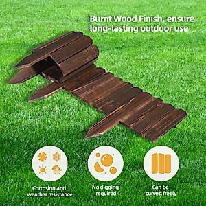 LINSHRY Wood Garden Edging Border, 2 Pack 7.9 in H x 3.9 ft L. Wooden Garden Fence Border for Decorative Landscape Border Edging, Courtyards Planting Fence Tree Fences(Total 7.8ft Length), RXZER03