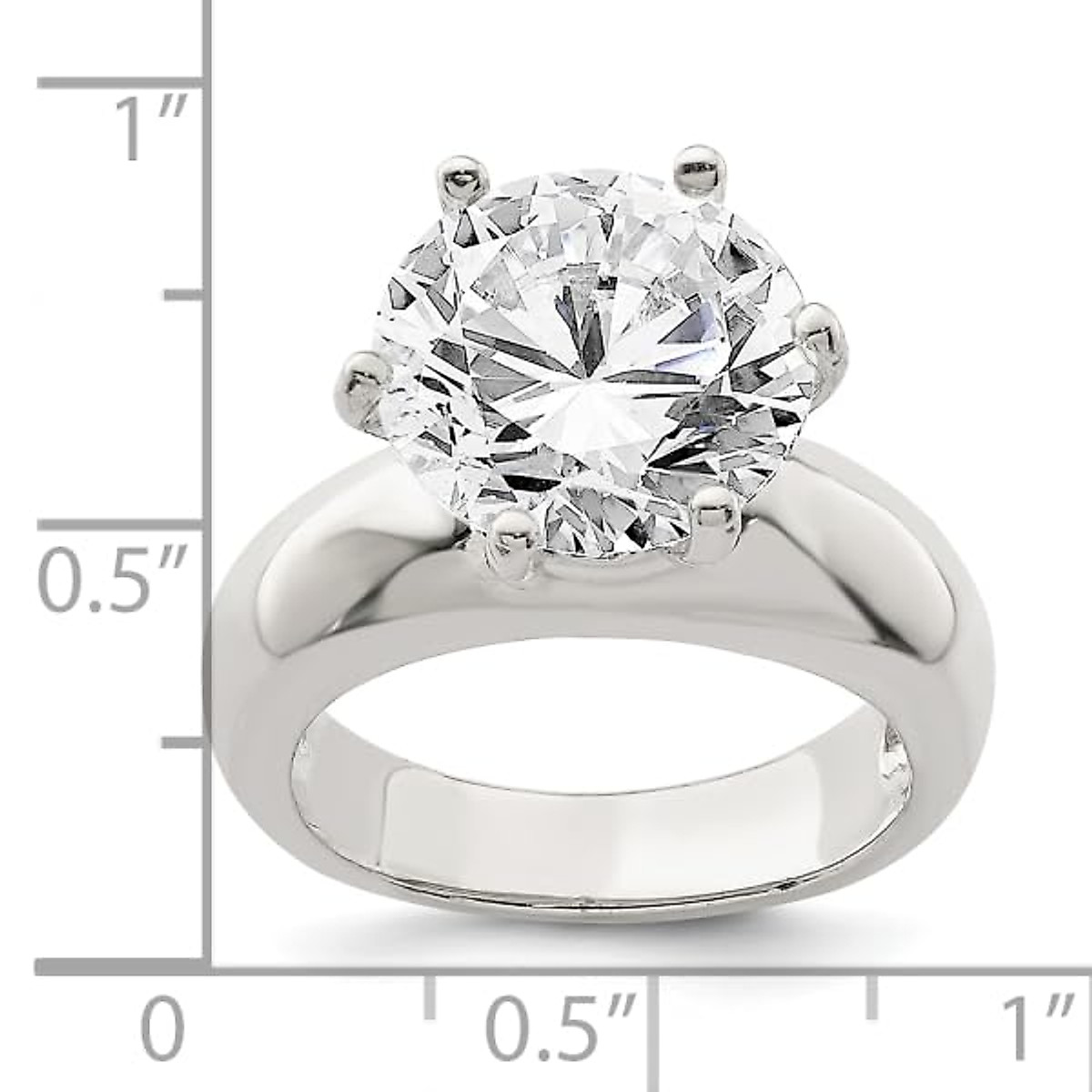 925 Sterling Silver Solitaire Round Cubic Zirconia CZ Engagement Ring Size 8