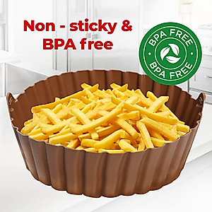 Dr.KYS Silicone Air Fryers Liners, Set Of 2, 8 Inch UPGRADED Eco-Friendly & Reusable Air Fryer Liners, Durable Heat Resistant, Easily Cleaning Silicone Air Fryer Basket