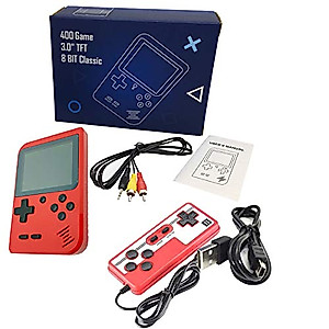Handheld Game Console Retro Mini Game Player with 400 Classical FC Games Supporting 2 Players & TV Connection , Gift Birthday (Game Console Red)