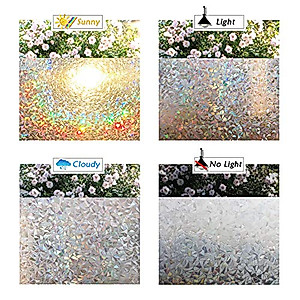CottonColors Window Privacy Film Decorative Clings 3D Decals Static Stickers No-Adhesive Sliding Door Glass Films UV Blocking for Home, 17.7x78.7 Inch
