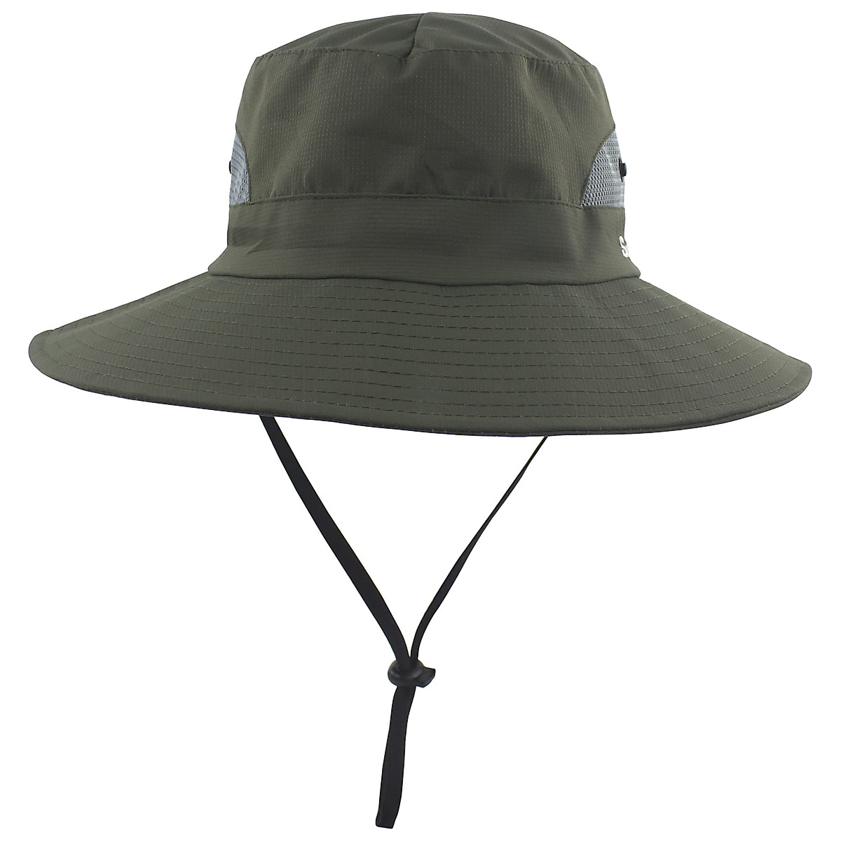 Women Ponytail Summer Sun Hat Wide Brim UV Hats Floppy Bucket Cap for Safari Beach Fishing Gardening Army Green
