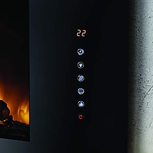 Muskoka 42" Contemporary Curved Front Slim Line Wall Mount Infrared Electric Fireplace, Black Glass