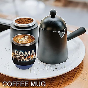 Roma Italia Funny Wine Tumbler 12 Oz Stainless Steel Insulated Mug Double Wall Water Cup with Lid