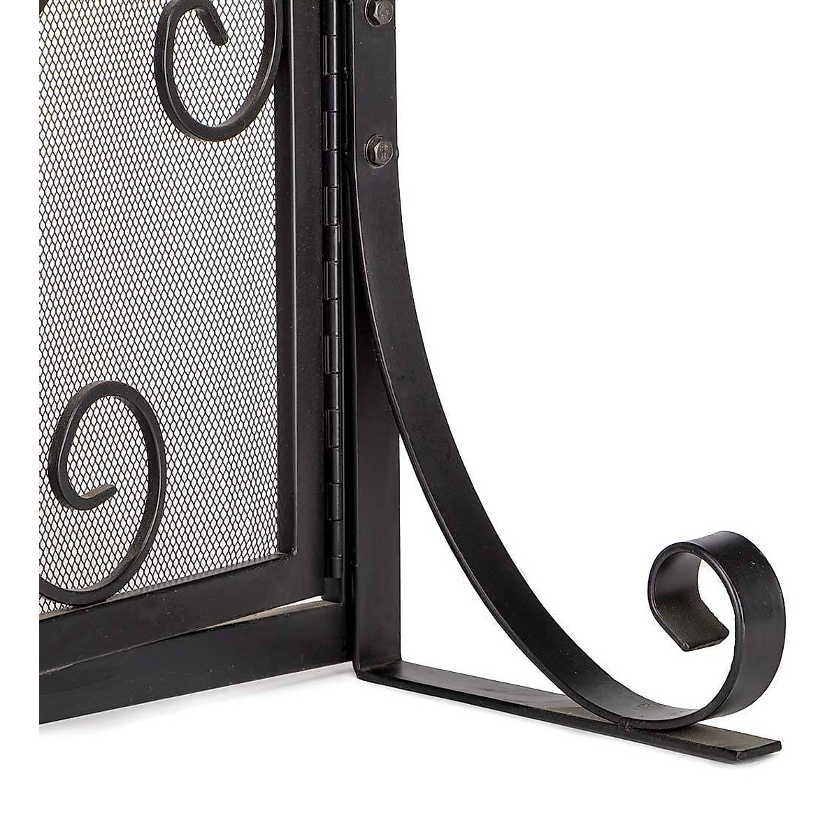Plow & Hearth Metal Fireplace Screen Crest Arch Black | 44" W x 33" H | 2 - Door | Spark Guard Indoor Grate | Iron Fire Place Cover | Wood Burning Stove Decorative Accessories