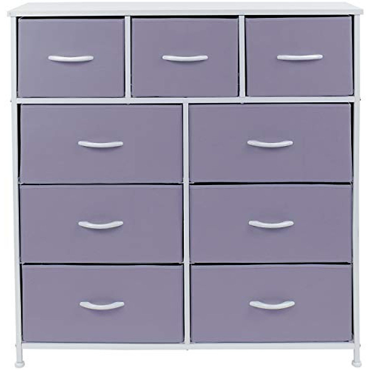 Sorbus Kids Dresser with 9 Drawers - Furniture Storage Chest Tower Unit for Bedroom, Hallway, Closet, Office Organization - Steel Frame, Wood Top, Fabric Bins (Purple, Solid)