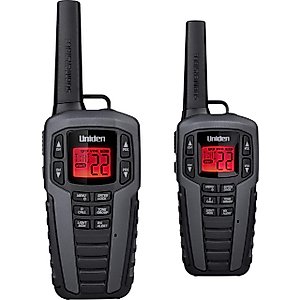 Uniden SX507-2CKHS Up to 50 Mile Range Two-Way Radio Walkie Talkies W/Dual Charging Cradle, Waterproof, Floats, 22 Channels, 142 Privacy Codes, NOAA Weather Scan + Alert, Includes 2 Headsets, Grey