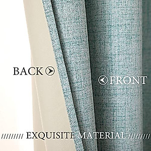 MIULEE 100% Blackout Curtain Linen Textured for Sliding Patio Door/Bedroom/Living Room Thermal Insulated Room Divider Curtain 1 Panel 100" Wide x 84" Long Seafoam Green