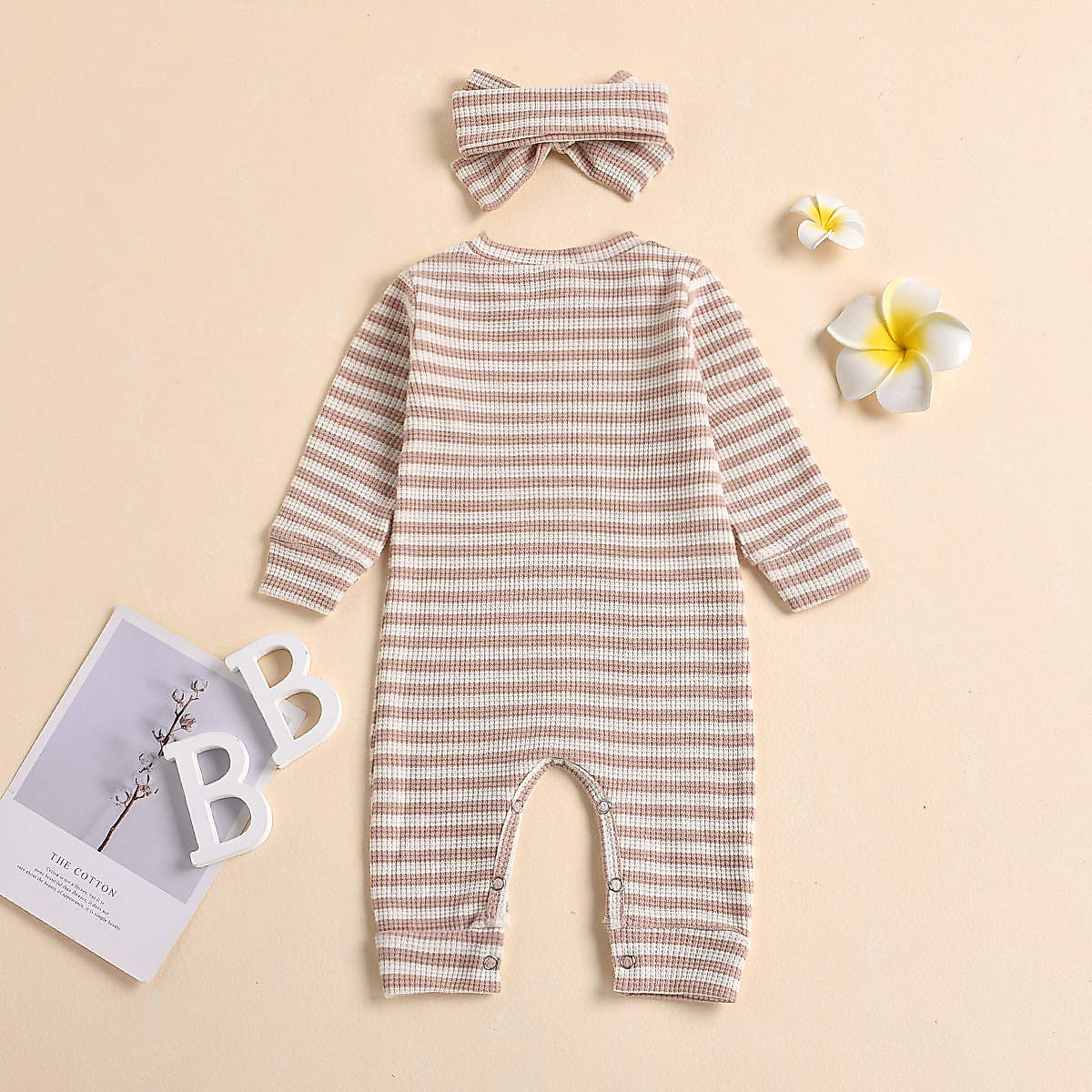 Aimaopao Newborn Infant Baby Girl Romper Bodysuit Girls Stripe Print One Piece Jumpsuit Pants Clothes Outfits (Stripe Long Sleeve Pink, 0-3 Months)