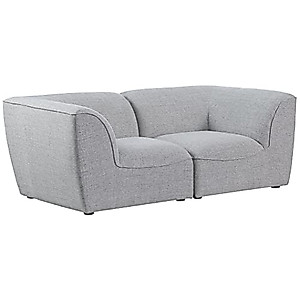 Meridian Furniture Miramar Collection Modern | Contemporary Linen Textured Upholstered Modular Sofa, 76" W x 38" D x 28.5" H, Grey