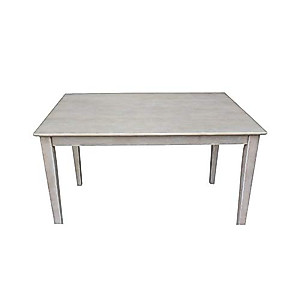 International Concepts Solid Wood Top Table - Dining Height, Washed Gray Taupe