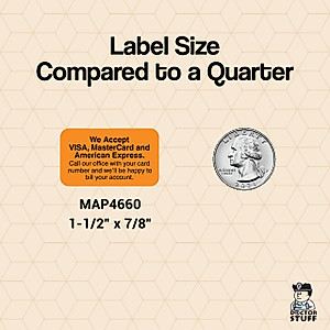 Doctor Stuff - File Folder Chart Labels, MAP4660, We Accept Visa, Billing and Collection Medical Stickers, Fluorescent Orange/Black, 1-1/2" x 7/8", 250 per Box