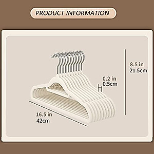 Velvet Clothing Hangers Slim Stackable Non-Slip Beige Suit Hanger Space Saving Clothes Hanger Heavy Duty Adult Hangers with 360°Swivel Hook