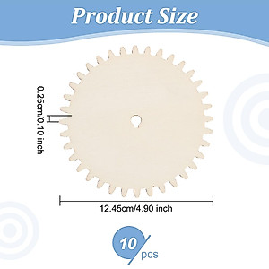 OLYCRAFT 10pcs Wooden Gear Slices Unfinished Wooden Gears Steampunk Wood Gear Pieces Undyed Unfinished Gear Pendants Embellishments DIY Craft Wooden Blank Piece for Painting Art Decoration