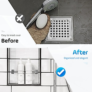 Zylany RV Shower Corner Storage Bar, Adjustable 7.6-13.6 Inches Stainless Steel Rod to Organize Your RV Shower Area, RV Bath Accessory for Securing Toiletrie (2 Pack)