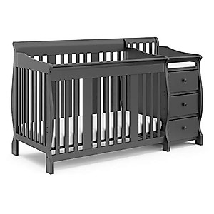 STORKCRAFT Portofino 4 In 1 Fixed Side Convertible Crib Changer, Gray