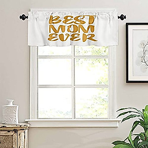 Funnywall88 Curtain Valance for Kitchen,Gold Best Mom Ever White Background Window Treatment Valance Curtains Rod Pocket Valances for Living Room,Dining Room,Bedroom,Kitchen Valance 42"x18"