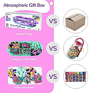 Bracelet Making Kit-BELLOCHIDDO Beads for Bracelets Making with Elastic Strings, Bracelet Making Kit for Girls with Storage Box, DIY Girls Toys for Age 3 4 5 6 7 8 9 10 Year Old Gift