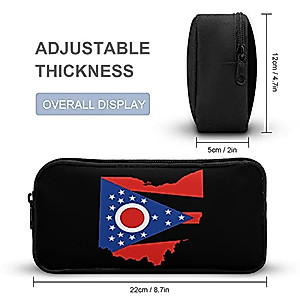 Flag of The Ohio State Flag Pencil Case Stationery Pen Pouch Portable Makeup Storage Bag Organizer Gift